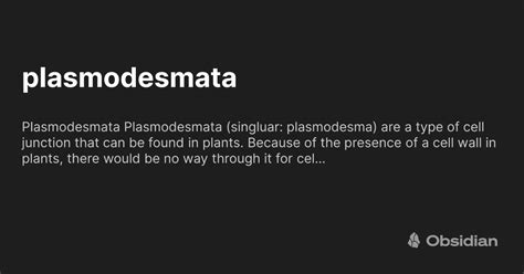 Plasmodesmata Obsidian Publish