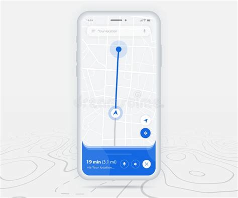 Map Gps Navigation Ux Ui Concept Smartphone Map Application And Destination Pinpoint On Screen