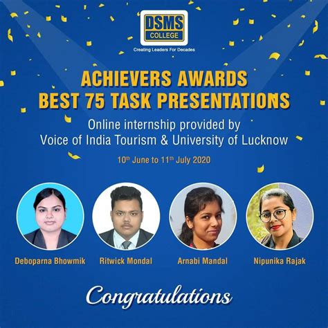 Internship In Voice Of India Tourism And Achievers Award Nipunika Rajak