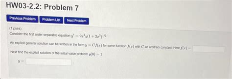 Solved Consider The First Order Separable Equation