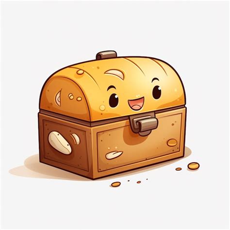 Premium Ai Image Bread Bin 2d Cartoon Illustraton On White Background