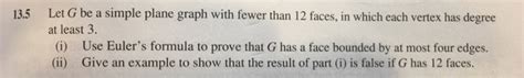 solved let g be a simple plane graph with fewer than 12