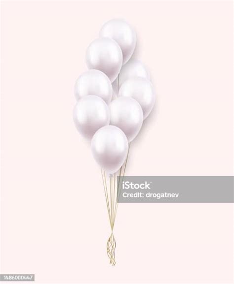 3d 현실적인 흰색 생일 축하 풍선 파티와 축하를 위해 비행 초대장에 대한 스톡 벡터 아트 및 기타 이미지 초대장 풍선