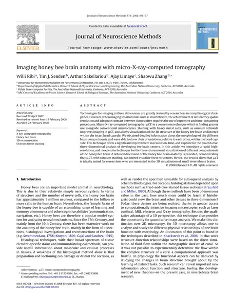 Pdf Imaging Honey Bee Brain Anatomy With Micro X Ray Computed Tomography