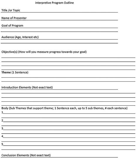 Sample Program Outline Template Room Surf Com