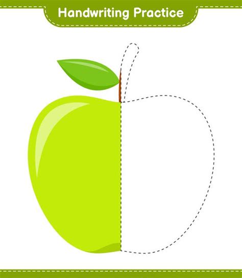 필기 연습 Apple의 추적 라인 교육용 어린이 게임 인쇄 가능한 워크 시트 프리미엄 벡터