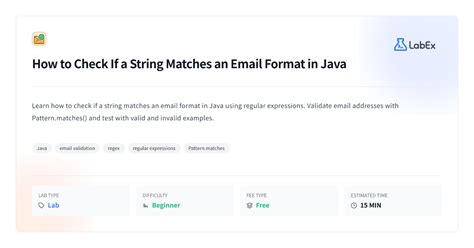 how to check if a string matches an email format in java labex