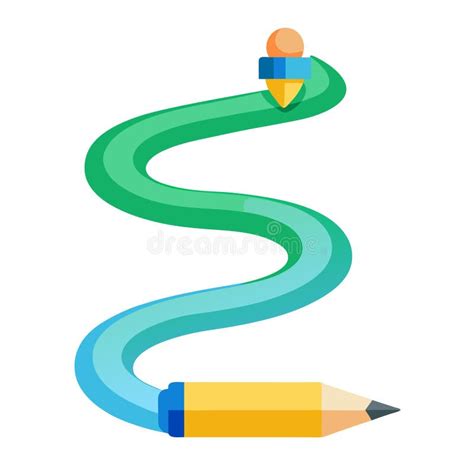 Pencil Drawing A Winding Path Illustration Of Design Process Concept Stock Vector