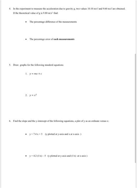 Solved 4 In The Experiment To Measure The Acceleration Due Chegg Com