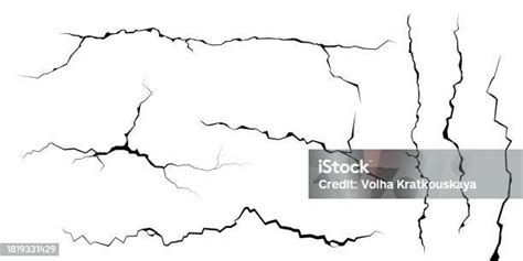 지상 콘크리트 재난 상단보기에서 틈새의 표면 균열과 균열 흰색 배경에 고립 된 지진으로부터 육지 표면의 휴식 깨진 땅 벽 유리 패턴 효과 손상 금이 간에 대한 스톡 벡터