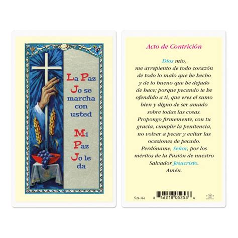 Bulk Prayer Cards 25pk Acto De Contricion Laminated Holy Card Pk 25