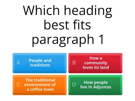 Heading Matching Practice Quiz