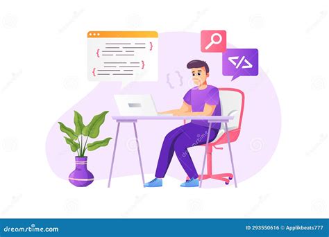 programmer working concept in flat style with people scene stock vector