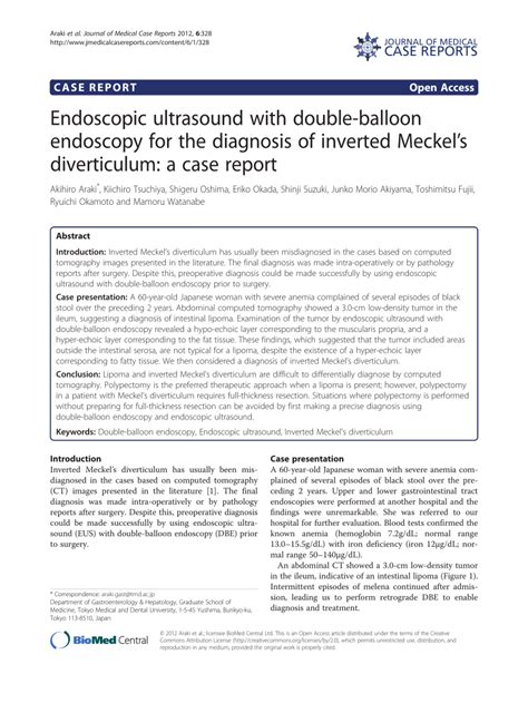 Pdf Endoscopic Ultrasound With Double Balloon Endoscopy For The Diagnosis Of Inverted Meckels