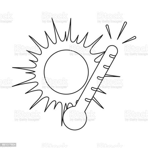 흰색 배경에 고립 개요 스타일에 열 아이콘 날씨 기호 스톡 벡터 일러스트입니다 개념에 대한 스톡 벡터 아트 및 기타 이미지 개념 기후 묘사 날씨 Istock
