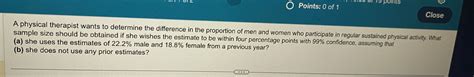 Solved A Physical Therapist Wants To Determine The Chegg Com