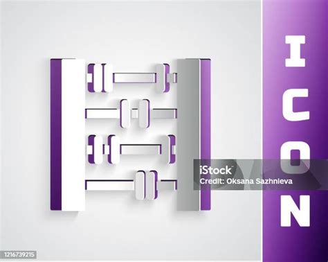 회색 배경에 격리 된 종이 컷 아바쿠스 아이콘 전통적인 카운팅 프레임 교육 표지판 수학 학교 종이 아트 스타일입니다 벡터 일러스트레이션 0명에 대한 스톡 벡터 아트 및 기타