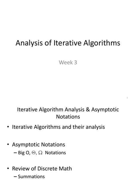Analysis Of Iterative Algorithms Week 3 Pdf Time Complexity