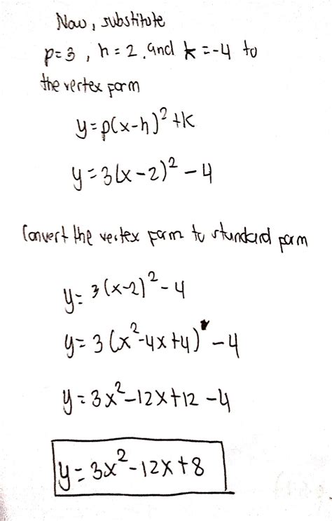 Solved Write The Standard Form Of The Quadratic Function Whose