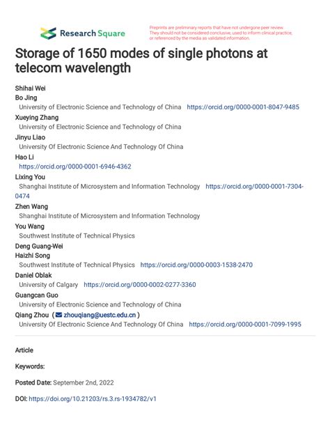 Pdf Storage Of 1650 Modes Of Single Photons At Telecom Wavelength