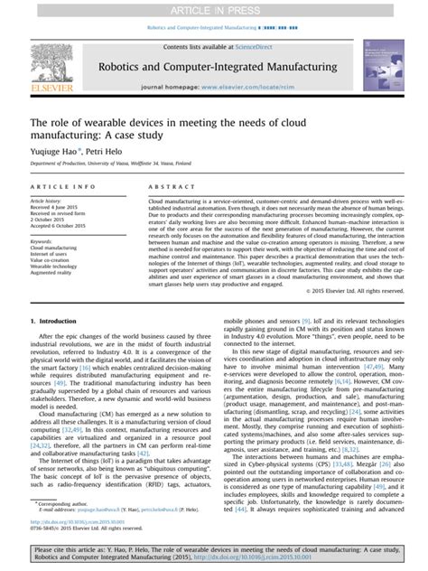Iot Smart Glasses Manufacturing Pdf Internet Of Things Cloud