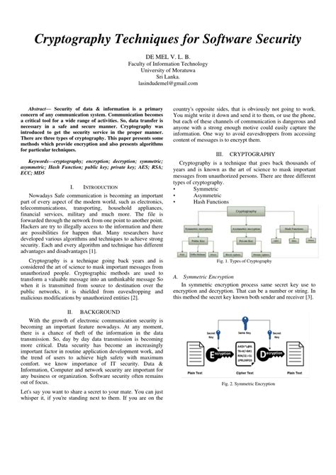 Pdf Cryptography Techniques For Software Security