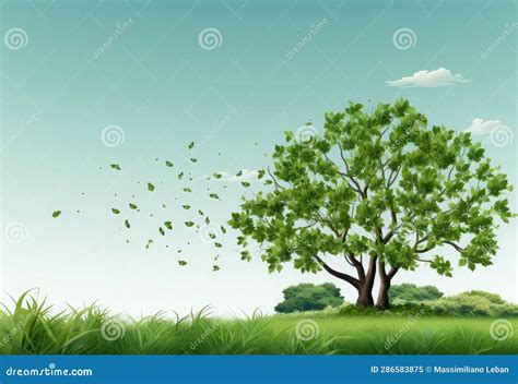 Tree With Grass Background Stock Illustration Illustration Of Meadow