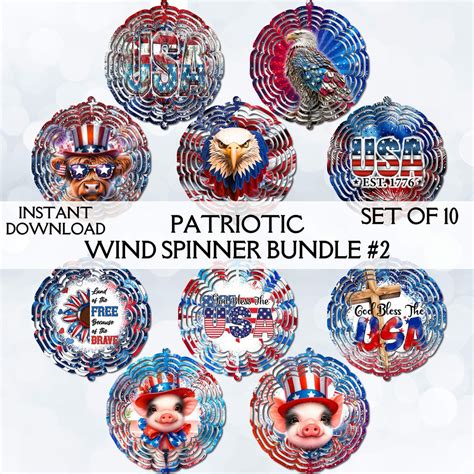 Patriotic Wind Spinner Sublimation Designs 10 Png Bundle For