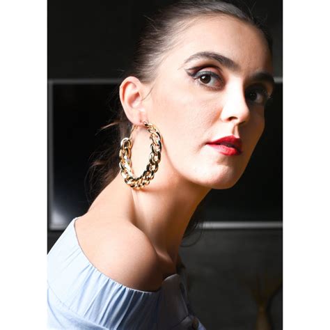 Odette Golden Chained Circular Hoop Earring Buy Odette Golden Chained