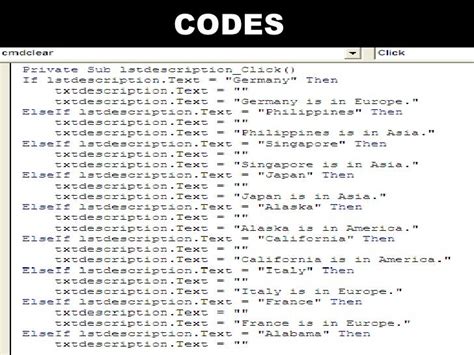 Visual Basic Codes And Screen Designs