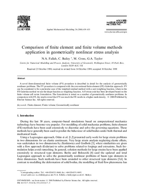 Pdf Comparison Of Finite Element And Finite Volume Methods Application In Geometrically