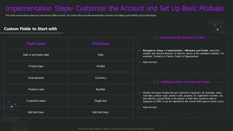 implementation steps customize the account and basic modules cont crm implementation process