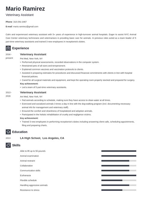 Veterinary Assistant Resume Example Vet Assistant Duties