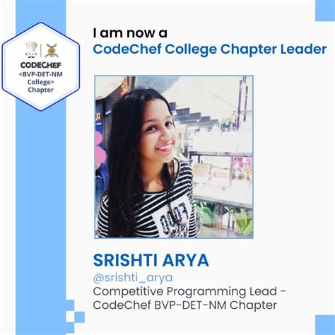 Srishti Arya On Linkedin Codechef Codechefchapterleader