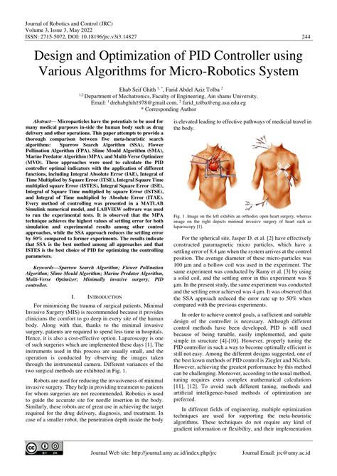 Pdf Design And Optimization Of Pid Controller Using Various