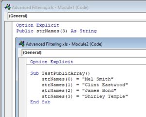 VBA Déclarer Dim créer et initialiser une variable de tableau
