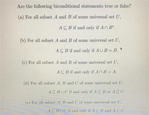 Solved Are The Following Biconditional Statements True Or