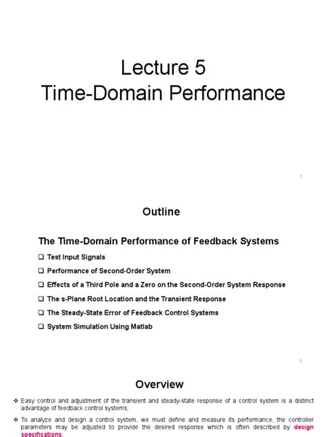 Lecture 05 Time Domain Performance P Pdf Control Theory