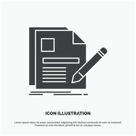 Document File Page Pen Resume Icon Glyph Vector Gray Symbol For Ui And Ux Website Or