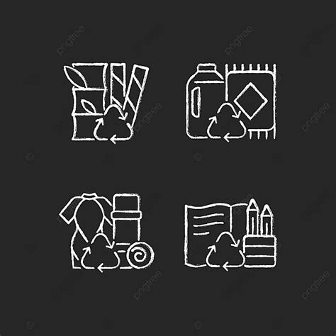 어두운 배경에 설정된 환경 오염 분필 흰색 아이콘을 줄입니다 선의 분필 세트 Png 일러스트 및 벡터 에 대한 무료 다운로드 Pngtree