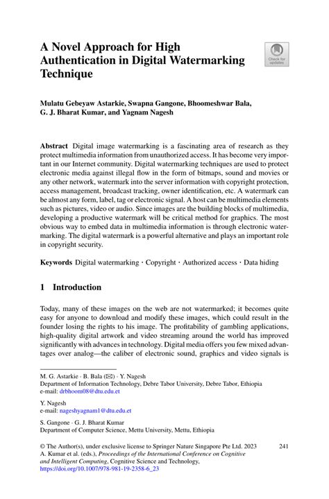 Pdf A Novel Approach For High Authentication In Digital Watermarking Technique