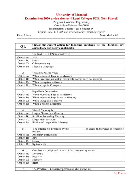 Fillable Online Pce B E In Computer Engineering Curriculum Fax Email Print Pdffiller