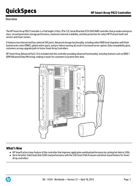 Hp Smart Array P822 Controller Pdf Solid State Drive Computer Architecture
