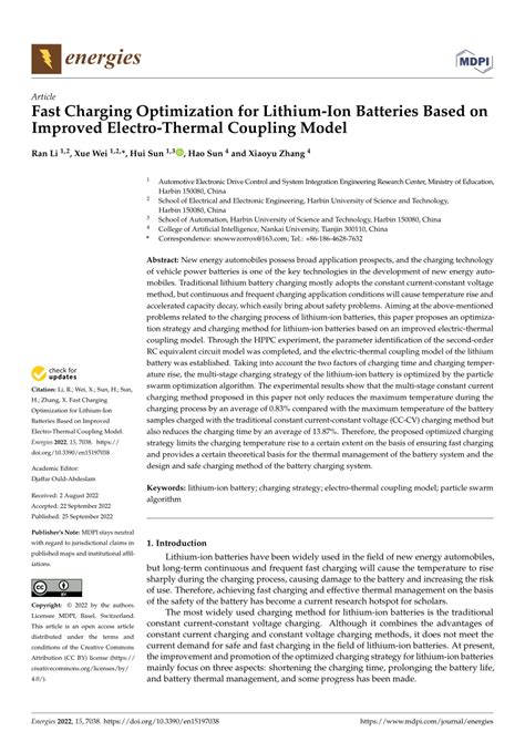 Pdf Fast Charging Optimization For Lithium Ion Batteries Based On
