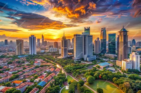 Jakarta City Skyline Panoramic Cityscape Of Indonesia Capital City