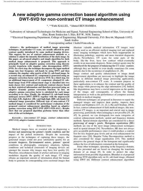a new adaptive gamma correction based algorithm using dwt svd for non