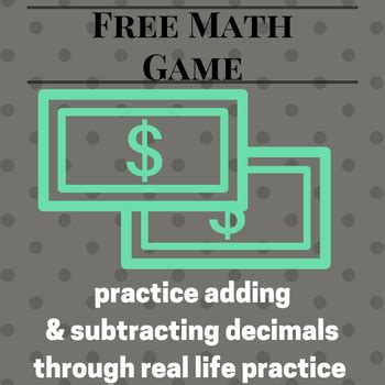 Adding And Subtracting Decimals Game Life Event Free Version TPT