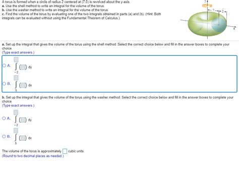 solved a torus is formed when a circle of radius 2 centered