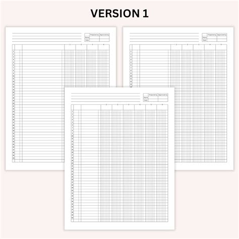 Printable Blank Accounting Ledger Money Ledger Bookkeeping General Ledger Small Business 2