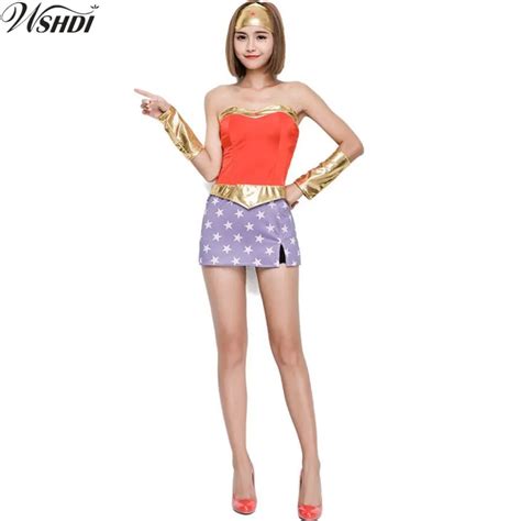 Aliexpress Com Buy M XL Sexy Anime Superhero Wonder Woman Cosplay Costume Adult Women Girl
